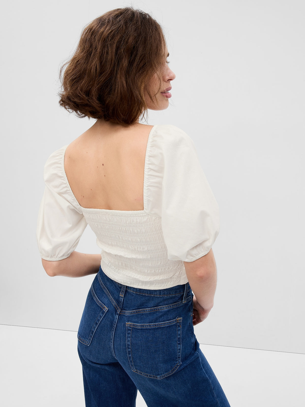 Puff Sleeve Sweetheart Crop Top — GAP (International)